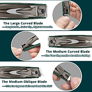 Nail Clippers Set-3 Pack,Fingernail Clippers& Toenail Clipper for Men,Wowen,Nail Clippers with catcher,Nail Cutter for Thick Toe Nails,Stainless Steel Ultra Sharp Sturdy