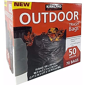 Kirkland Signature Smart Closure Outdoor Lawn 50 Gallon Trash Bags, 70Count