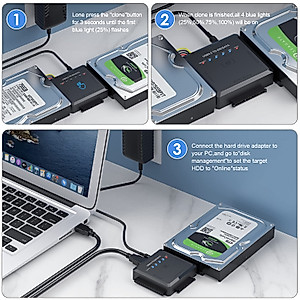 Hard Drive Reader, SATA/IDE to USB 3.0 Adapter External Hard Drive Ultra Recovery Converter for 2.5/3.5 HDD/SSD Hard Drive, Included 12V/2A Power Adapter
