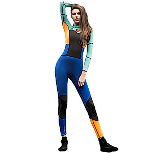 Womens Full Wetsuits Premium 1.5mm Neoprene Long Sleeve Long Leg Back Zip for Diving Snorkeling Swimming