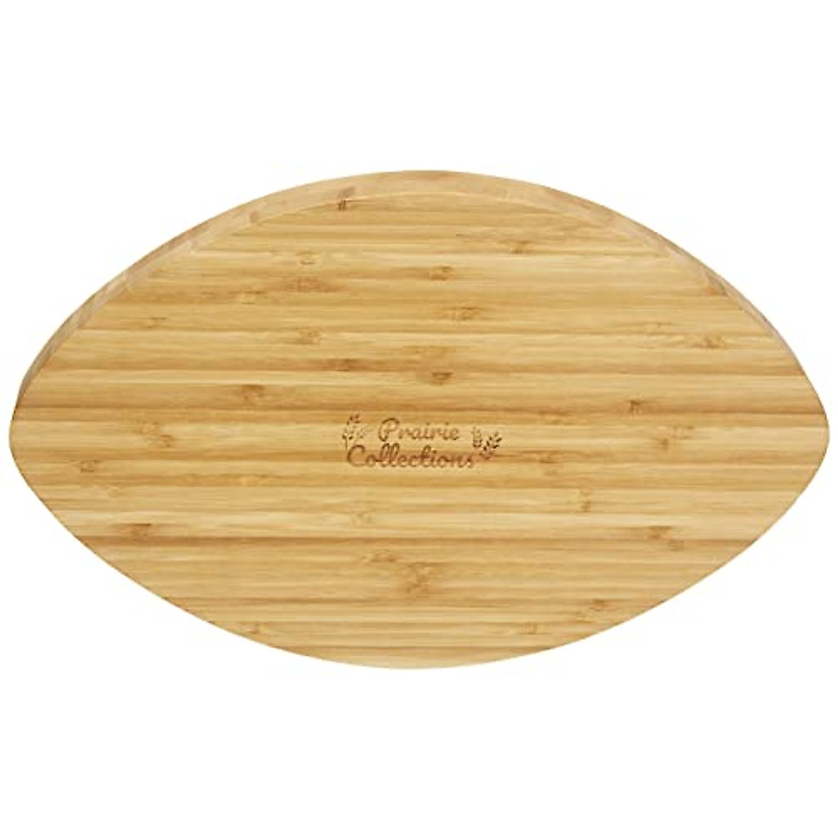 Prairie Collections Football Shaped Bamboo Serving Tray (10" x 16" x 2.5”) Includes 2 Dip Trays - Large Chip Serving Dish for Parties