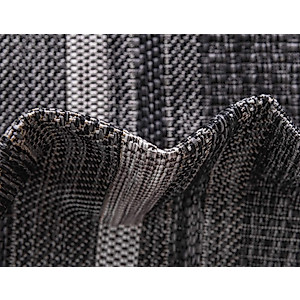 Unique Loom Outdoor Border Collection Area Rug - Soft Border (7' 1" x 10' Rectangle, Black/ Ivory)