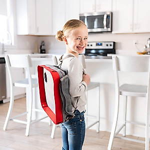 Kids E-Z Travel Lap Desk Tray by modFamily - Universal Fit for Car Seat, Stroller & Airplane - Organized Access to Drawing, Snacks, and Activities. Includes Bonus Printable Travel Games - (Red)