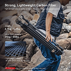 SmallRig FreeBlazer Heavy-Duty Carbon Fiber Tripod, 72" Video Bowl Tripod with One-Step Locking System, Load up to 55 lbs, for Camera, Camcorder-4167