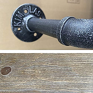 Tianman 40" W,Industrial Detachable Wall Mounted Black Iron wooden Garment Bar,Pipe Clothes Rack,Heavy Duty pipe clothing rack, Multi-Purpose Hanging Rod for Closet Storage (40" W)