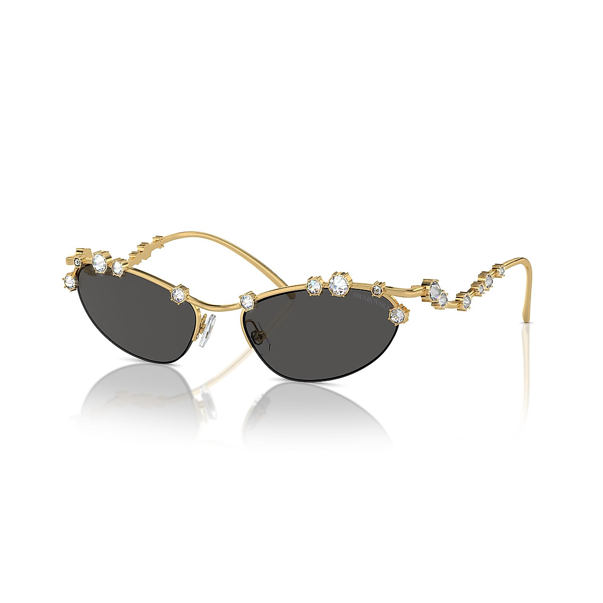 SWAROVSKI SK7016 Sunglasses, Gold/Dark Grey, 56 mm
