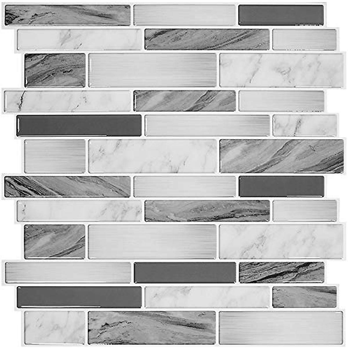 STICKGOO Thicker Design Peel and Stick Tile Backsplash, 12”×12”Stick on Backsplash for Kitchen, Self Adhesive Tile Stickers for Kitchen Backsplash and Bathroom(10 Sheets, Gray)