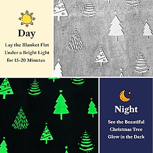 PAVILIA Glow in The Dark Blanket, Christmas Tree Gift for Girls Boys, Toy Blanket for 1 2 3 4 5 6 7 8 9 10 Year Old, Soft Plush Fleece Kids Gift Blanket for Birthday, Christmas, Room Decor, 50x60