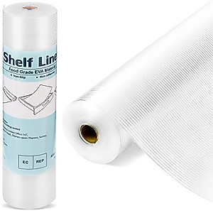 Puricon Non-Adhesive Shelf Liner, Non-Slip Clear Plastic Ribbed Liners for Refrigerator Pantry Cabinet Closet Drawer Desks Shelves Storage, BPA Free -12 Inch x 5 FT