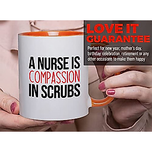 Bubble Hugs Nurse 2Tone Orange Mug 11oz - A nurse is compassion - Labor Clinical Certified Nursing Assistant Surgical Emergency Oncology Practitioner
