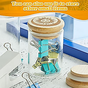 2 Packs Glass Storage Jar with Decorative Airtight Bamboo Lid Multi Use Container Glass Jar Set Kitchen Canisters Food Cereal Storage for Candy Cookie Coffee Tea, 1/8 oz