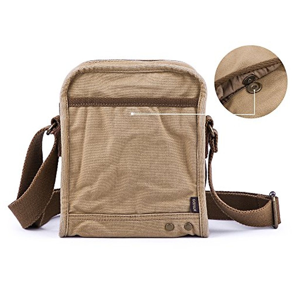 Gootium Small Canvas Cross Body Messenger Bag, Khaki