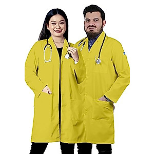 HEEDFIT Premium Quality Unisex Lab Coat, Comfortable Poly-Cotton Reusable & Professional Lab Coats Yellow L