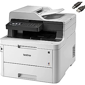 Brother MFC-L3770CDW Wireless Color All-in-One Laser Printer, Auto 2-Sided Printing, 3.7 Inch Color Touchscreen, Print Scan Copy, 30-Sheet Capacity, Bundle with FLASNAKE Printer Cable