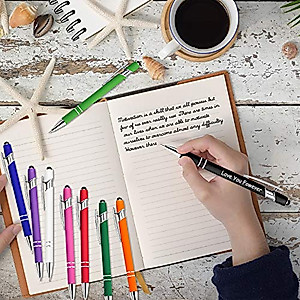 24 PCS Personalized Pens in Bulk with Stylus Tip, Custom Engraving Pens, Soft Touch Ballpoint Pen with Name - Free Personalization Black Ink- for Christmas, Anniversary, Graduation, Office, Memory