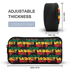 Rastafarian Lion Flag Pencil Case Makeup Bag Big Capacity Pouch Organizer for Office College