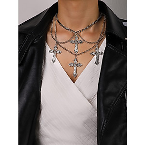 Sacina Gothic Cross Choker Necklace, Zinc Alloy Cross Pendant, Goth Halloween Christmas New Year Jewelry Gift for Women