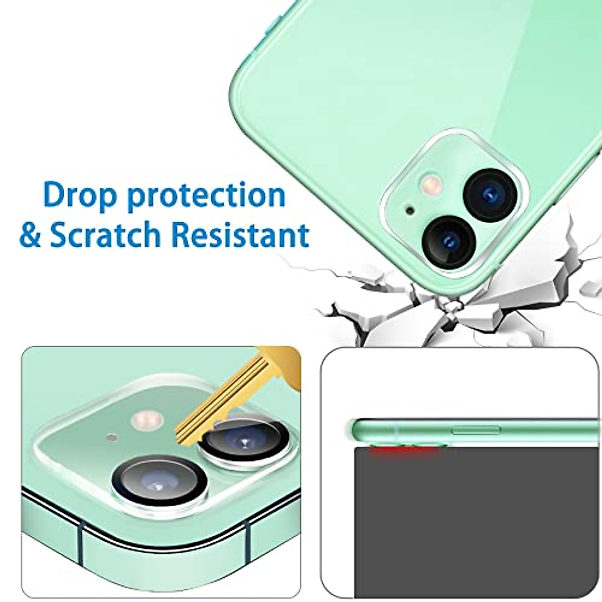Dengduoduo 【3 Pack】 Camera Lens Protector for iPhone 11 & iPhone 12 Mini, Ultra HD, Tempered Glass, 9H Hardness, Anti-Scratch, Case Friendly, Easy to Install [No Affect on Night Shots]