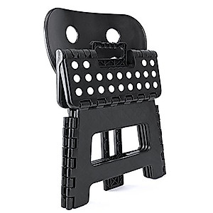 ACSTEP Heavy Duty Step Stool with Back Support, Kids Step Stool, Adult Folding Stool for Outdoor or Indoor Kitchen Step Stools and Bathroom Stool, 9 inch Toddler Step Stool - Black