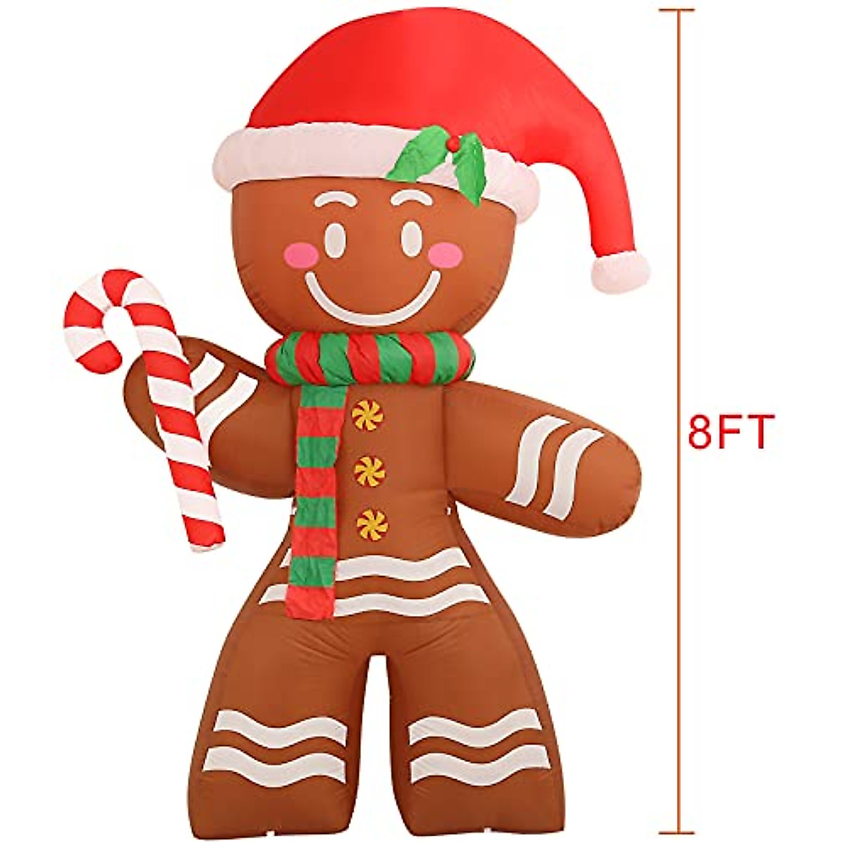 8 FT Christmas Inflatables Decoration Gingerbread Man with Built-in LEDs Blow Up Inflatables for Xmas Party Indoor Outdoor Yard Garden Lawn Décor (8FT Gingerbread Man)