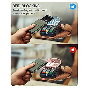 YESIIW Slim Card Holder Wallet - Minimalist Pop up Wallet for Men RFID Blocking with Money Pocket | Metal Wallet Card Case Green