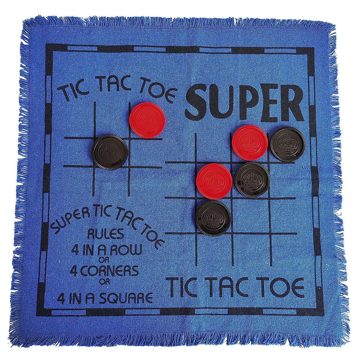 SEETOOOGAMES Giant Checkers Board Game - Large 3 in 1 Reversible Checker Rug Game Tic Tac Toe Game for Kids Adults and Family Indoor Outdoor Activities - Blue