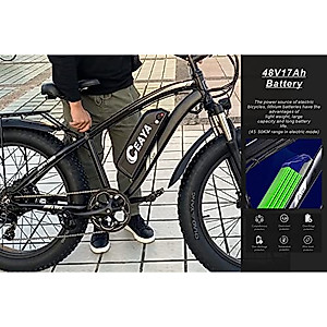CEAYA Electric Bike Adults,1000W 48V 17Ah Battery 26'' Fat tire Electric Bicycle,7-Speed,Up to 40 Miles,Snow Beach Mountain E Bike