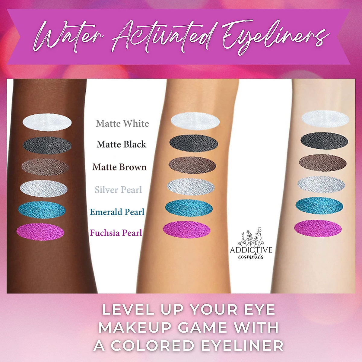 Cake Eyeliner with Applicator Brush - Water Activated Dry Pressed Eyeliner - Long-Lasting, Vibrant Color, Smudge Resistant - Vegan Cruelty Free Paraben Free (Matte Black)