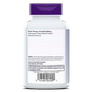 Natrol, Omega-3 Fish Oil Softgels, Heart Health Dietary Supplement, 1200 mg, 60 Count