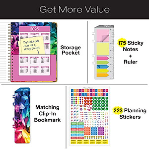 Global Printed Products, HARDCOVER 2024 Planner: (November 2023 Through December 2024) 8.5"x11" Daily Weekly Monthly Planner Yearly Agenda. Bookmark, Pocket Folder & Sticky Note Set (Rainbow Petals)