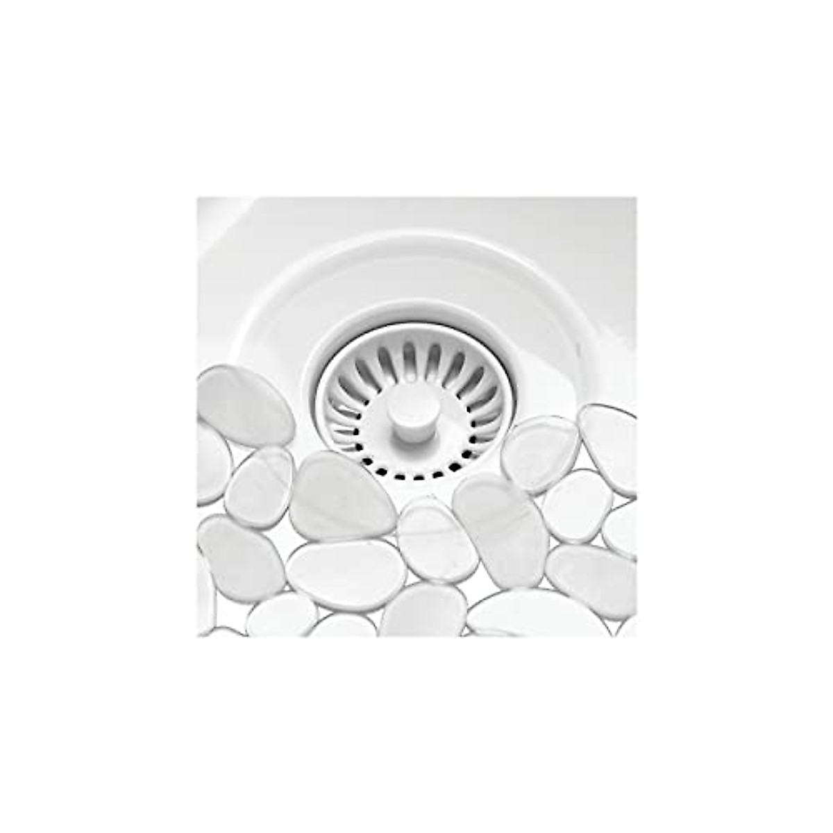 mDesign Adjustable Kitchen Sink Dish Drying Mat/Grid - Soft Plastic Sink Protector - Cushions Sinks, Stemware, Glasses, Dishes - Quick Draining Pebble Design - Small, 12.4" Long - 2 Pack - Clear