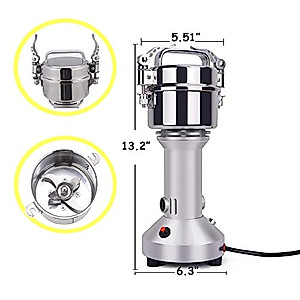 Greatrue Electric Grain Mill Grinder Spice Grinder Flour Mill Wheat Cereals Herb Pulverizer for Kitchen,150g High Speed Dry Spice Grinder Machine
