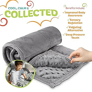 Kidaddle 5lb Weighted Blanket for Kids (Grey), Plush Minky Weighted Lap Pad for Kids with Sensory Processing Issues Like Autism or ADHD, Giftable Kids Weighted Blanket with Travel Bag for Ages 4-10
