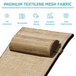 EROMMY All-Weather Textiline Recliner Chairs Set of 2 Outdoor Lounge Chairs with Adjustable Backrest (Arc Brown, Set of 2)