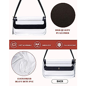Vorspack Clear Bag Stadium Approved - Cute Clear Purse for Women PVC Clear Stadium Bag for Work Concerts Sports Festivals - Black