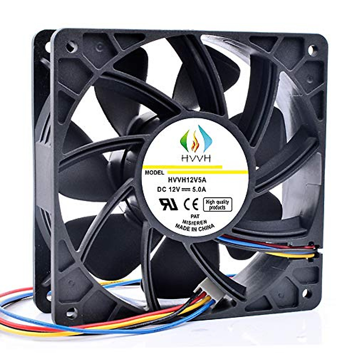 HVVH Dual Ball Bearings High Speed Durable 4 Pin DC 12V 5A 7000 RPM Cooling Fan Brushless Replacement Case Fan for Antminer Bitmain S7 S9 D3 L3 E9 T9 etc All BTC Miner Server (5A 7000RPM)