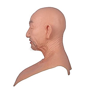 YIQI Silicone Realistic Old Man Face Silicone Mask for Cosplay Halloween Handmade Costumes (Nude)