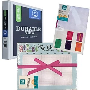 Mini View Binder, Binder Sheets, and Desk Calendar 3 Piece Bundle