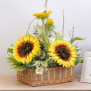 Mocoosy 16 Pcs 5.5 Inch Artificial Silk Sunflower Heads, Large Fake Sunflowers Bulk, Yellow Faux Sunflower Heads Artificial Flowers Decorations for Christmas Tree Home Party Wedding Decor
