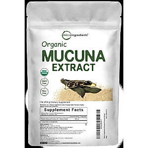 Micro Ingredients Organic Mucuna Pruriens Extract Powder,1 Pound (908 Servings), Pure Mucuna Supplement, Promote Mood, Brain Health and Boosts Immune System, Energy, Vegan Friendly