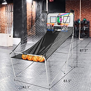 VIVOHOME Foldable Dual Shot Basketball Arcade Game Electronic for 2 Players with 8 Game Modes, 4 Balls and LED Scoring System Arcade Sounds Adults Indoor Outdoor