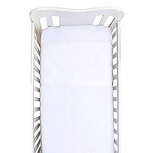 Cozysilk 100% Mulberry Silk Cot Sleeve for Cribs, Mini Crib Silk Slip, with 100% Cotton Crib Fitted Sheet 28x52 Inch for Standard Crib and Toddler Mattress, White