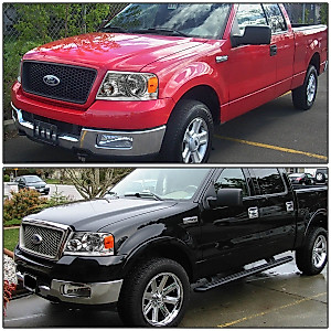 DNA MOTORING HL-OH-F1504-CH-AM Chrome Amber Headlights Replacement Compatible with 04-08 F150/06-08 Mark LT