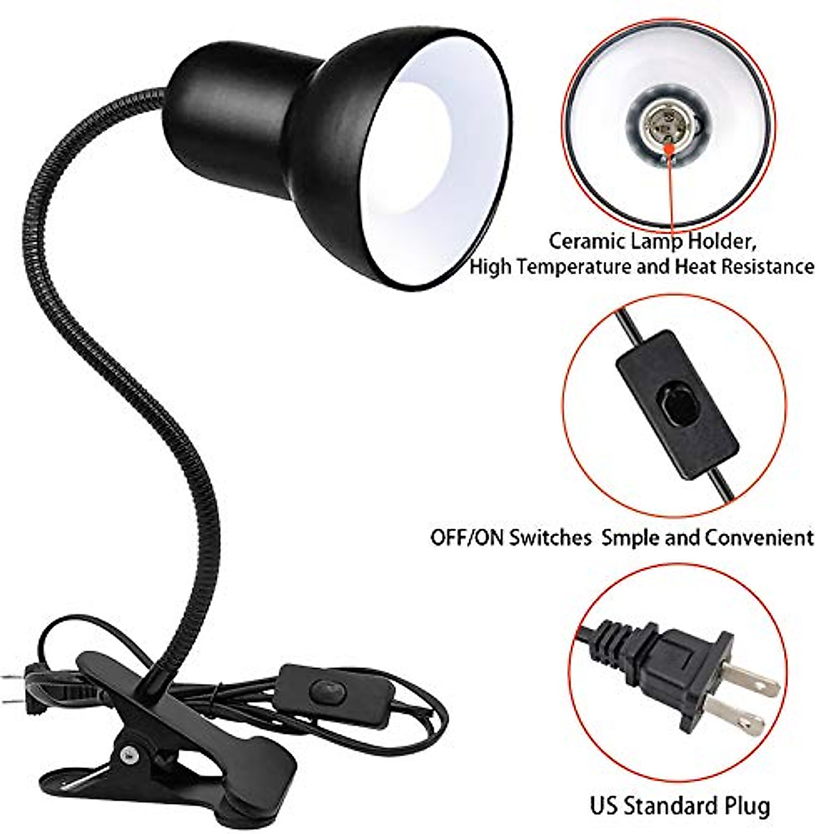 Desk lamp, 360°Rotation Clip on Lamp, Clip On Reading Light, Gooseneck Lamp-On Cable, Portable Clip on Light/Reading Book Light/Clamp Light, Eye-Caring Study clamp for Bedroom Office Home Lighting