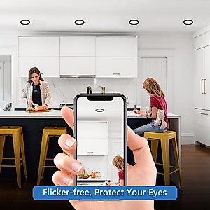 CycevSun 12 Pack Black Recessed Lights, Canless 4 Inch Soffit Wafer Lighting with Junction Box, Dimmable & 2700K 3000K 3500K 4000K 5000K Selectable, 9W, 120Vac, Wet & IC Rated, ETL