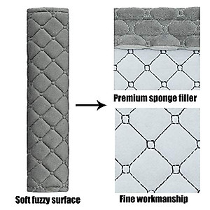 MIRKOO Car Seat Belt Cover Pad, 4-Pack Soft Car Safety Seat Belt Strap Shoulder Pad for Adults and Children, Suitable for Car Seat Belt, Backpack, Shoulder Bag, Laptop Computer Bag(4-Gray)