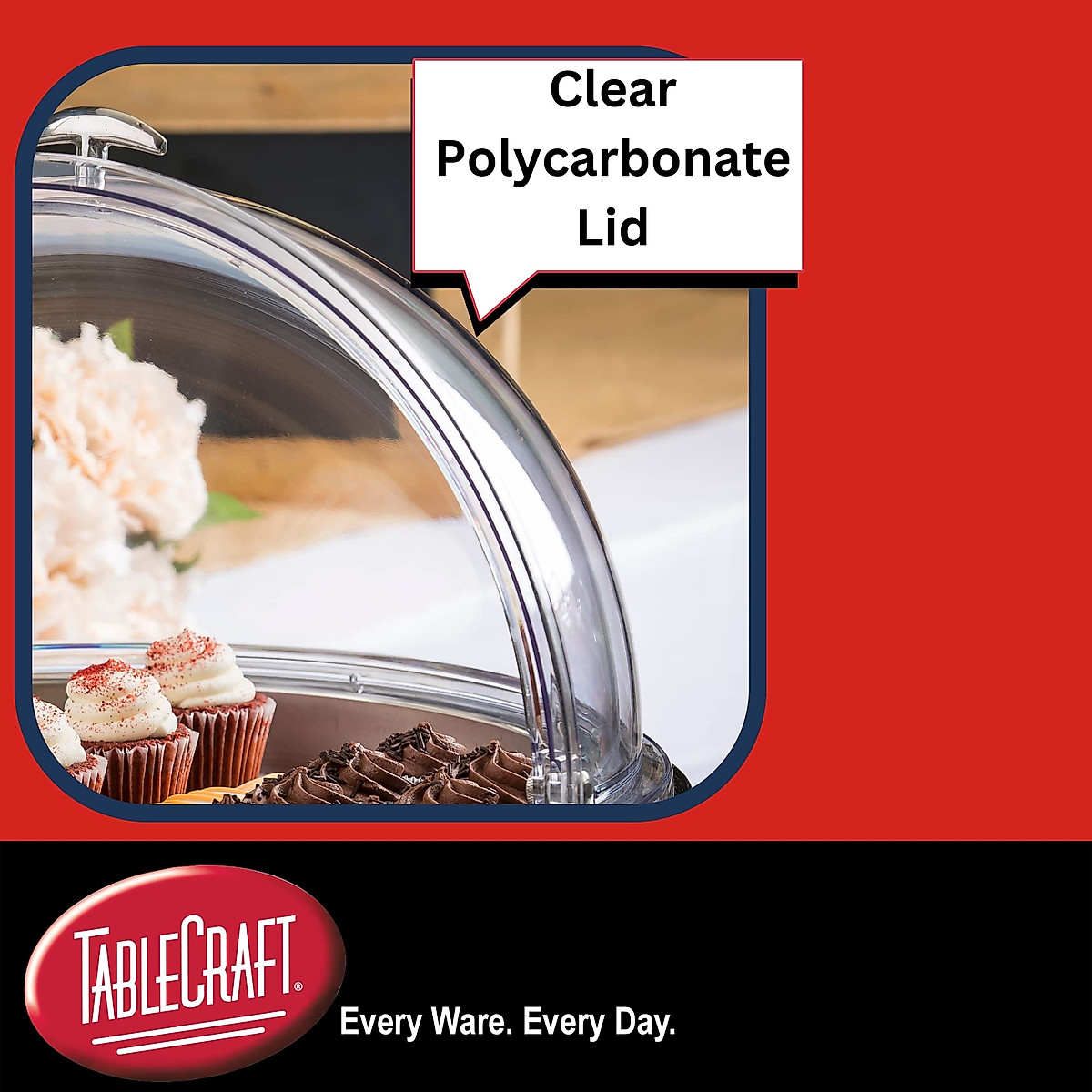 TableCraft Products CW40169 Full SZ Stainless Cold Server W Polycarbonate Lid