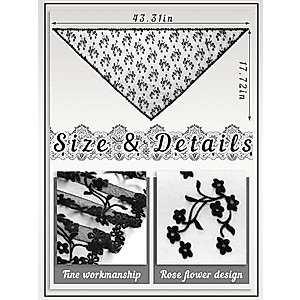 Boao 2 Pieces 1950s Retro Lace Scarf Triangle Neck Scarf Embroidered Lace Wrap Hair Wrap for Women (Stylish)