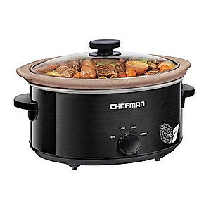 Chefman 5 Qt. Slow Cooker, All-Natural, Glaze & Chemical-Free Pot , Stovetop or Oven Cooking, Dishwasher Safe Crock; Naturally Nonstick & Paleo-Friendly, Low-Lead Stoneware, Bonus Recipes Included