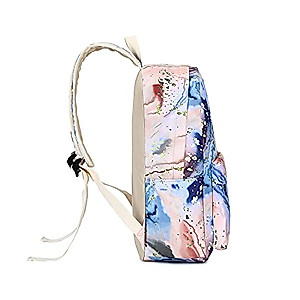 Backpack for Teen Girls School Laptop Backpacks Middle School College Marble Bookbags (Marble Orange)